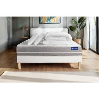 Actisom Komplettpaket Bett - Matratze 180x200 cm + Boxspringbett mit Lattenrost (im Set) + 2 Kopfkissen + Bettdecke - Actimemo Touch