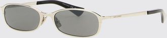 Saint Laurent Lunettes de soleil arrondies en m&eacute;tal et ac&eacute;tate avec logo grav&eacute;