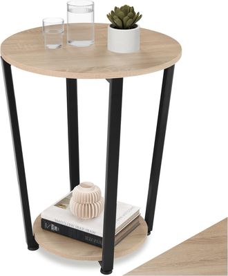 TecTake Möbel, Beistelltisch rund, runder Tisch Holz, Couchtisch rund, Möbel mit 2 Ablagen, Nachttisch, Zimmer Deko Wohnzimmer, Schlafzimmer, Coffee Table Ø 5