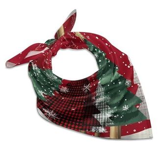 Generic Écharpe carrée en soie à carreaux pour homme et femme Motif sapin de Noël, multicolore, 60x60cm