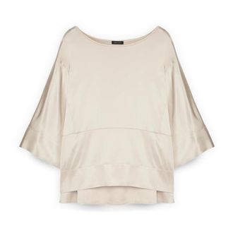 Fiorella Rubino Satinbluse mit U-Boot-Ausschnitt - - Blouses & Shirts - Damen - Wei&szlig; - L