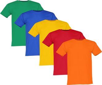 Fruit Of The Loom Original T Shirt 5er-Pack Herren, Kelly+Royal+Sun+Red+Orange, XXL