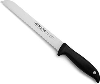 Arcos Brotmesser mit Nitrum Edelstahlklinge 200 mm - Ideal für Verschiedene Schnitte bei Lebensmitteln, Perfekt für den Täglichen Hausgebrauch - Schwarz, Se