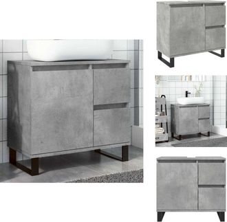 vidaXL Waschbeckenunterschrank Betongrau 65x33x60 cm Holzwerkstoff - Waschbeckenschrank - Waschbeckenschr&auml;nke - Waschtisch - Waschtischunterschrank