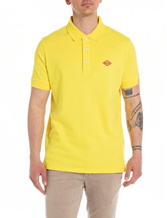 Replay Herren Poloshirt Kurzarm Regular-Fit mit Stretch, Sun Yellow 447 (Gelb), L