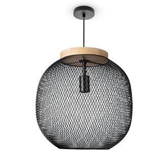 Paco Home Suspension Lampe De Salle À Manger Lampes En Osier Métal Salon Cuisine Bois Industrie Vintage E27, Type de lampe:Lampe à suspension - Type 2, Couleur: