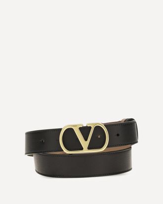 Valentino Garavani VLogo Signature reversible polished calf leather Belt Female 100