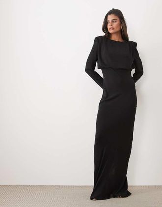 Asos robe longue &agrave; manches chauve-souris noire