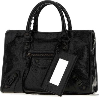 Balenciaga Lambskin Leather Top Handle Bag - Black