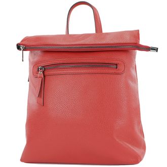 modamoda.de T235 - Damen Rucksack Tasche ital. Echtleder, Farbe:Rubinrot