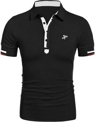Coofandy Polo Basique pour Homme, Coupe ajust&eacute;e, uni, d&eacute;contract&eacute;, pour Le Sport, Les Loisirs, Le Golf (Noir XL)