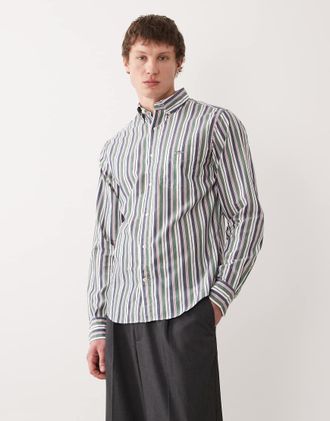 GANT Chemise habill&eacute;e classique en popeline ray&eacute;e - Vert