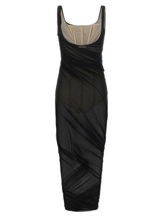 The Attico Mesh Midi Dress - Black