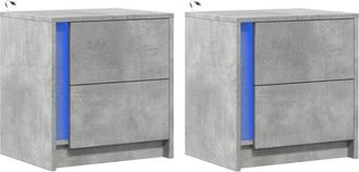 vidaXL Armoires de chevet et lumières led 2 pcs gris béton Vidaxl