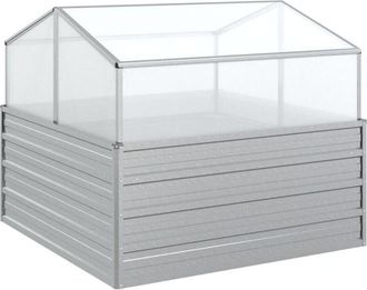 vidaXL Vidaxl - Lit sur&eacute;lev&eacute; de jardin avec serre 100x100x85 cm Argent&eacute;