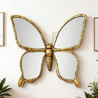 Generic Spiegel-Wanddeko Schmetterling/Libelle, Vintage- und Used-Look, Dekorativer Wandspiegel, 3D-Insekten-Wanddeko aus Harz und Glas f&uuml;r Zuhause, B&uuml;ro Krea