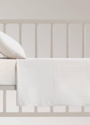 Mango Drap plat berceau fil teint en coton imprim&eacute; mini carreaux &eacute;cru - Home - 100x150cm - MANGO HOME