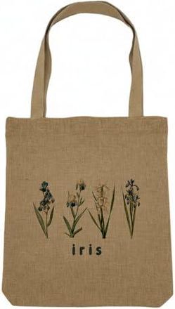 Fabulous Sac Shopping Tote Bag Aspect Lin - Iris Fleurs Minimaliste Chic Amour - Sac de Courses Toile Epaisse 360g Beige Naturel Cabas Port&eacute; Epaule Solide Impr