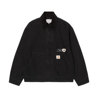 Carhartt Work in Progress Homme, Vestes, Noir, Taille: S Veste en Coton Graphique Noire