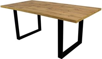 Selsey LAMECA - Esstisch/Ausziehtisch im Industrial Stil - stabiles Metallgestell - Wotan Eiche/Schwarz (180-230 x 90 cm)