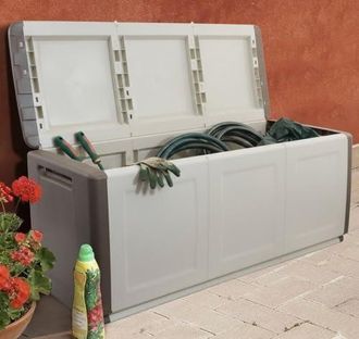 Dmora ZELE Mehrzweck-Truhe, Aufbewahrungsbox, 100% Made in Italy, 138 x 53 x 57 cm, Beige und Braun