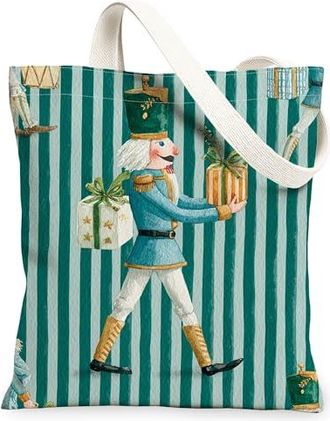 Generic Sacs fourre-tout en toile motif casse-noisette, sacs de courses r&eacute;utilisables, amusants, festifs, l&eacute;gers et lavables en toile pour salle de sport, voy