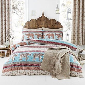 Catherine Lansfield Elephant Bettw&auml;sche-Set, Baumwolle, bunt, 220x180x1 cm