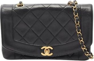 Chanel Pre-owned Sac bandouli&egrave;re Matelass&eacute; Diana en cuir dagneau - Femme - Pre-owned - Noir - Taille: ONE Size