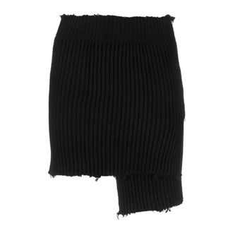 Maison Margiela Femme, Jupes, Noir, Taille: 40 FR Asymmetric Knitted Side Zip Skirt