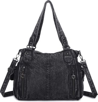 Angel Kiss Handtaschen f&uuml;r Damen, Hobo-Geldb&ouml;rse, ger&auml;umig, l&auml;ssig, Schultertaschen, PU-Tragetasche, Umh&auml;ngetasche f&uuml;r Damen, 2black