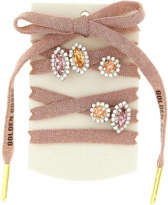 Golden Goose Femme, Accessoires, Rose, Taille: ONE Size Skin Sparkling Laminated Knit Shoe Laces