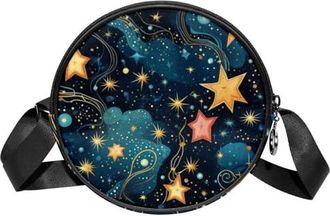 Generic Sac &agrave; bandouli&egrave;re Circle pour femme, petit sac &agrave; bandouli&egrave;re constellation laiteux avec fermeture &eacute;clair, bretelles r&eacute;glables, sac &agrave; main rond d&eacute;contr
