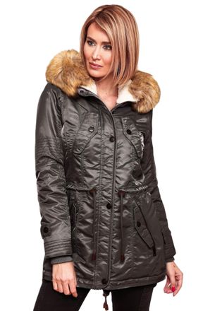 Navahoo warme Damen Winter Jacke Teddyfell Winterjacke Parka Mantel B399 [B399-LaViva-Anthrazit-Gr.M]