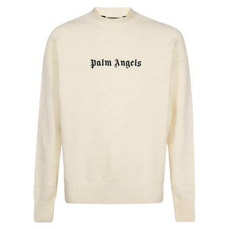 Palm Angels Klassischer Logo-Crewneck-Pullover - - Knitwear - Herren - Beige - S