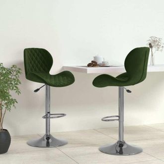 vidaXL Vidaxl - Tabourets de bar lot de 2 vert fonc&eacute; velours