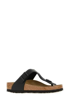 Birkenstock Womens Sandal Black Leather Flats