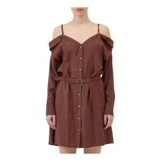 Versace Jeans Couture Kurzes Kleid mit G&uuml;rtel - - Dresses - Damen - Braun - XS
