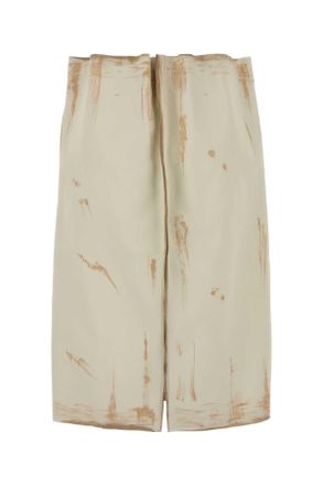 Prada Womens Sand Leather Skirt Bianco Vitello Gonne