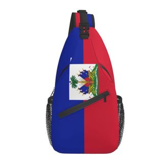 AOOEDM Mode Haiti haitianische Flagge Sling Bag Verstellbarer Schultergurt Haiti Casual Rucksack Crossbody Travel Wandern Daypack