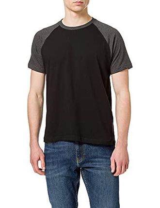 Build Your Brand Raglan Contrast Tee T-Shirt, Noir/Charbon, XXXXX-Large Homme