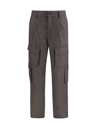 Brunello Cucinelli Virgin Wool Flannel Cargo Pants - Brown