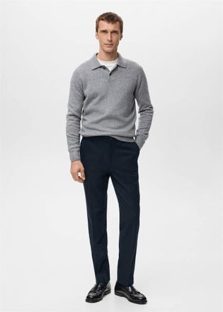 Mango Pantalon flanelle regular-fit bleu marine fonc&eacute; - Homme - 38 - MANGO MAN