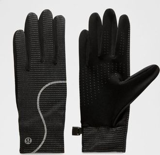 lululemon Gants de running r&eacute;fl&eacute;chissants Fast and Free - Blanc/Noir - Taille M - Taille M