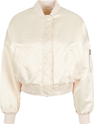 Urban Classics Damen Jacke Ladies Short Oversized Satin Bomber Jacket whitesand 4XL