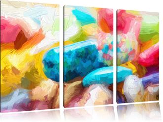 Pixxprint Pillen und Tabletten Pinsel Effekt, Leinwandbild 3 Teilig, Gesamtmaß: 120x80cm, Wandbild, Dekoration, fertig gespannt, Kein Poster