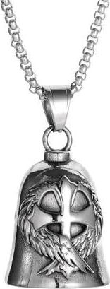 Generic Breloque en forme de cloche dange en forme de clochette en acier inoxydable pour moto, porte-cl&eacute;s argent&eacute; pour motards, protection pour scooters