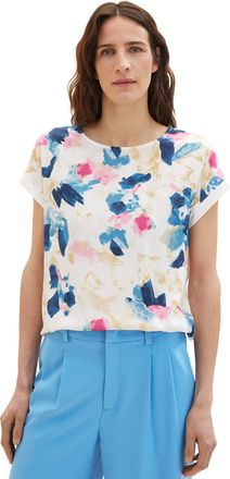 Tom Tailor Damen 1037424 T-Shirt, 32668 - Colorful Watercolor Design, S