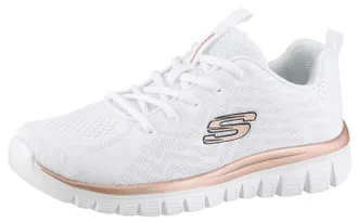 Skechers Sneaker SKECHERS Graceful - Get Connected, Damen, Gr. 36, rosa (wei&szlig;, ros&eacute;goldfarben), Textil, Schuhe Sneaker, Freizeitschuh, Halbschuh, Schn&uuml;rschuh f