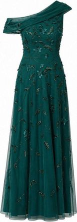 Adrianna Papell Abendkleid Bead Asymmetric Mesh Dress Handgen&auml;htes, funkelnd verziertes Abendkleid