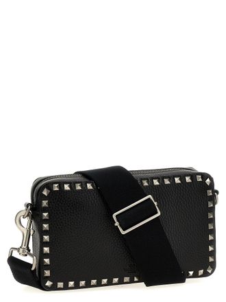 Valentino Garavani Mens Black Calfskin Crossbody Bag